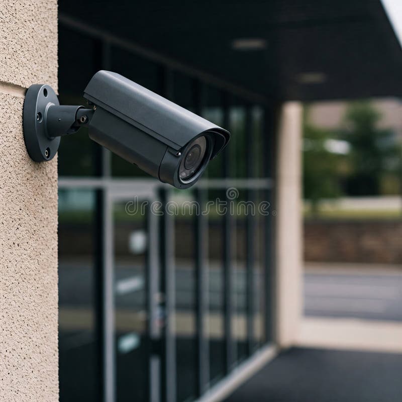 Black CCTV Camera Mounted on a Modern Building. Security Stock ...
