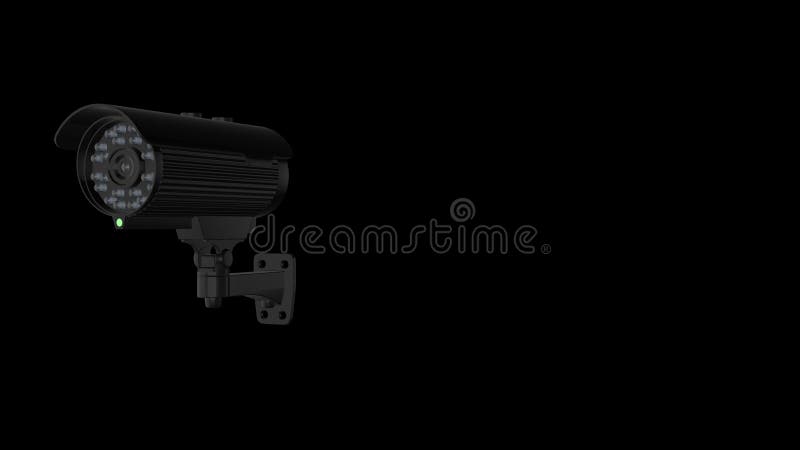Black CCTV Camera Over Black Background with Copy Space. 3d Rendered ...
