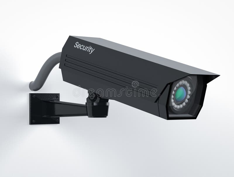 Black CCTV Security Camera. 3d Rendering Illustration Isolated Stock ...