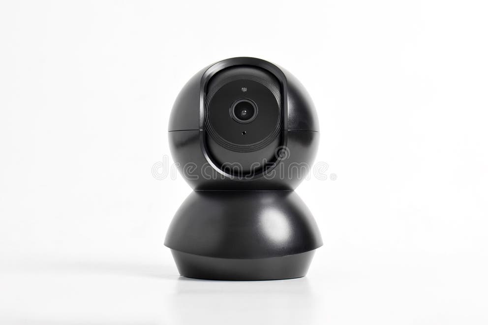 Black CCTV Security Camera on White Background Stock Image - Image of ...