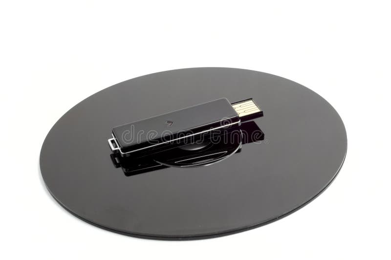Black CD Compact Disc and Black USB Drive Stock Photo - Image of device ...