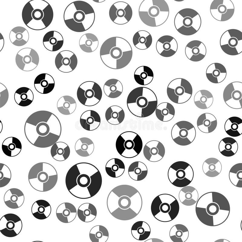 Black CD or DVD Disk Icon Isolated Seamless Pattern on White Background ...