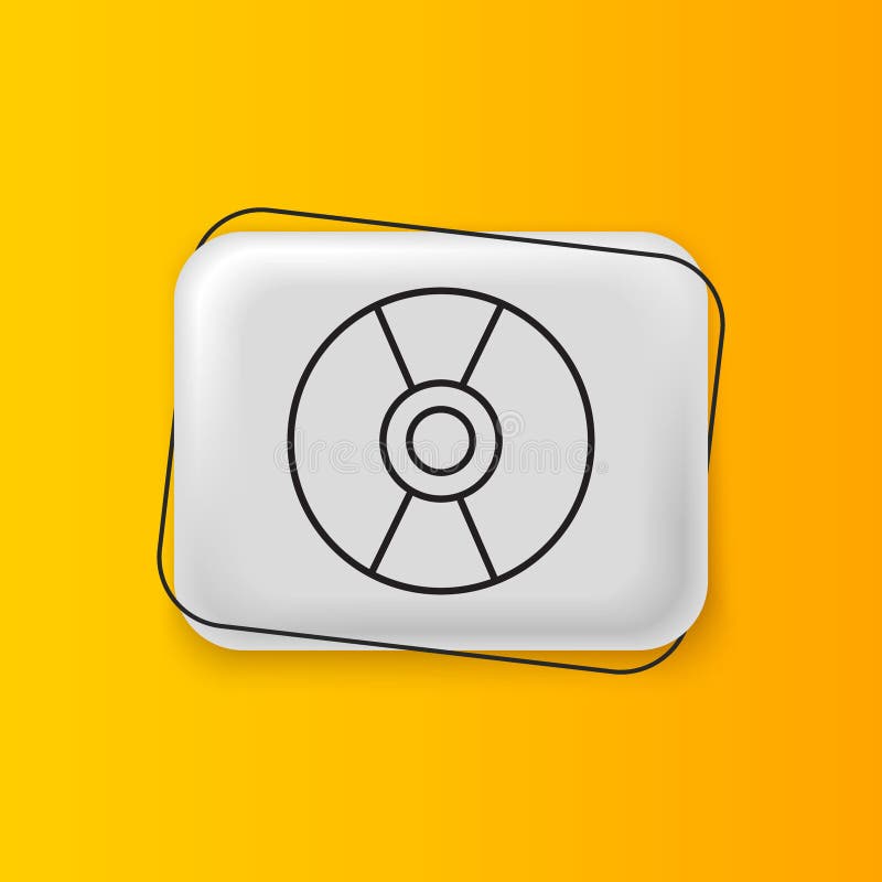 Black CD or DVD Disk Icon Isolated on Yellow Background. Compact Disc ...