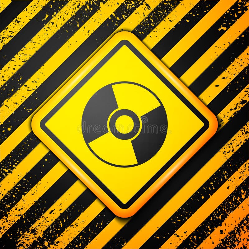 Black CD or DVD Disk Icon Isolated on Yellow Background. Compact Disc ...