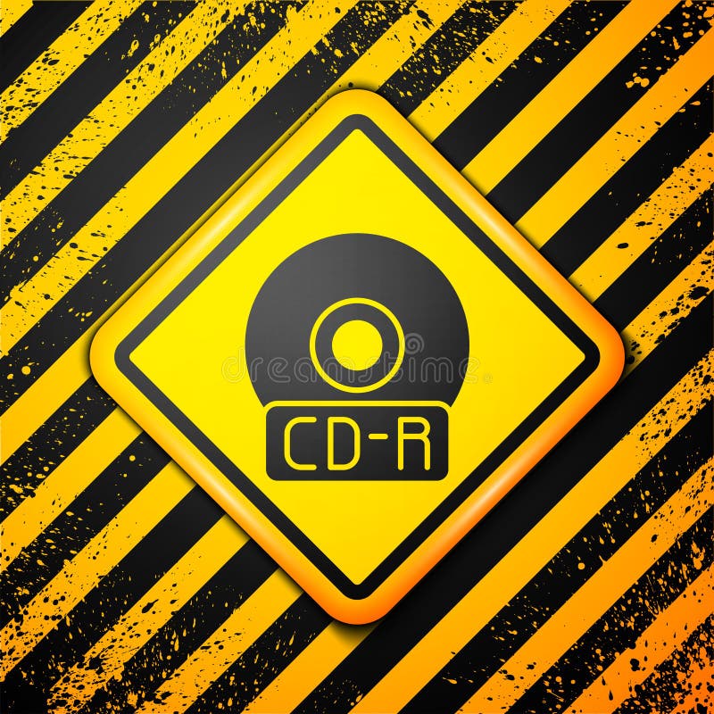 Black CD or DVD Disk Icon Isolated on Yellow Background. Compact Disc ...