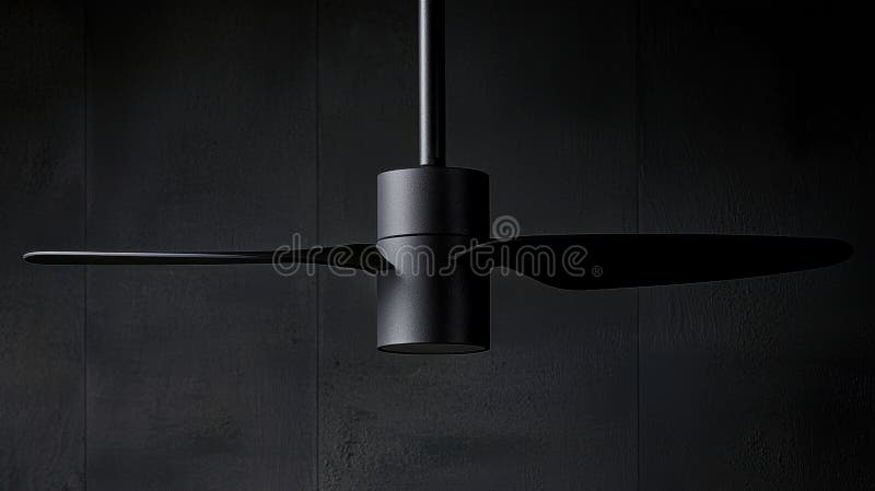 A Black Ceiling Fan with a Long Pole and Two Blades. Stock Photo ...
