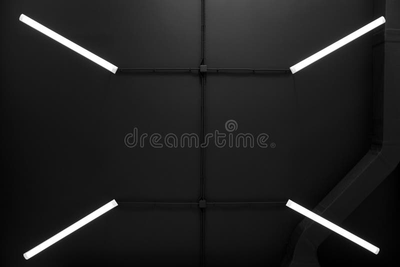 Black Ceiling with Modern Lighting in Room, Bottom View Stock Image ...