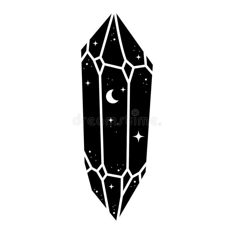 Black Celestial Crystal Icon. Astrology Crystals with Ctars and Moon ...