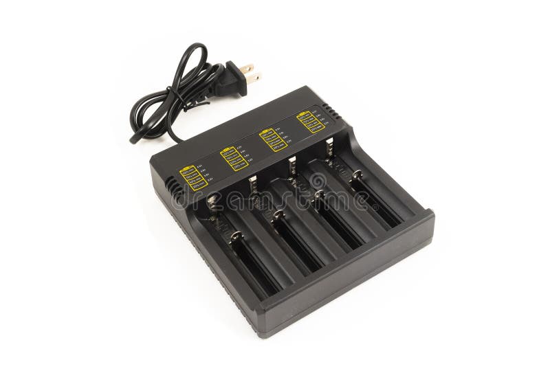 Black Cell Battery Charger Isolated Stock Image - Image of adapter ...