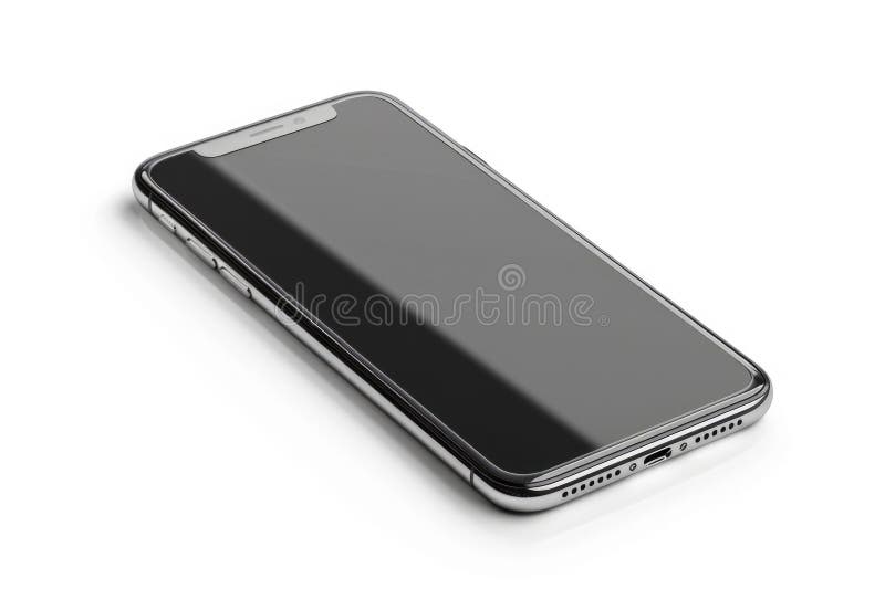 A Black Cell Phone Sits on a White Surface, Ready for Use Stock Photo ...