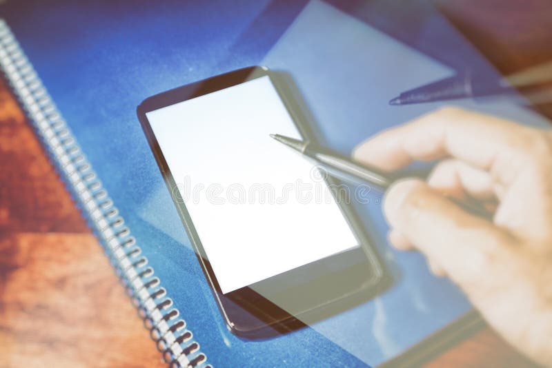 Black Cellphone and Notebook Stock Photo - Image of touch, education ...