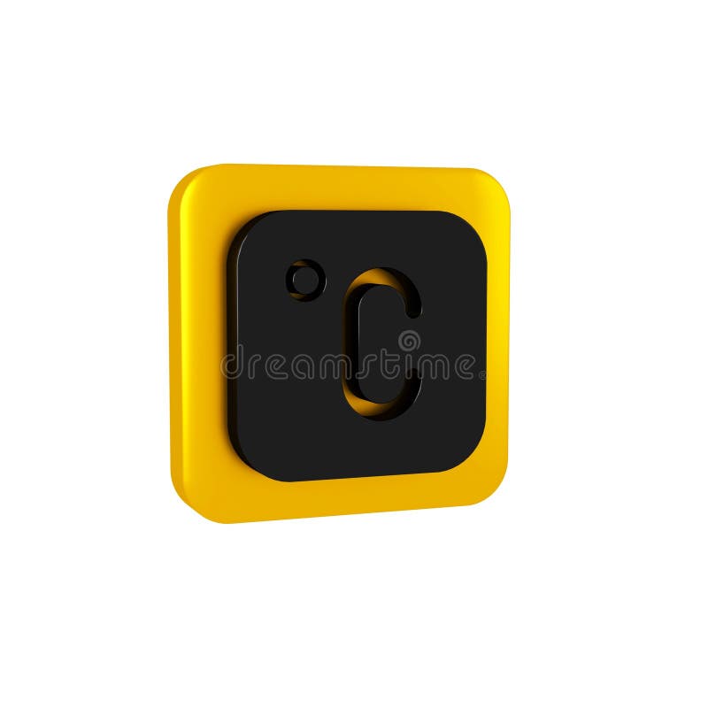 Black Celsius Icon Isolated on Transparent Background. Yellow Square ...
