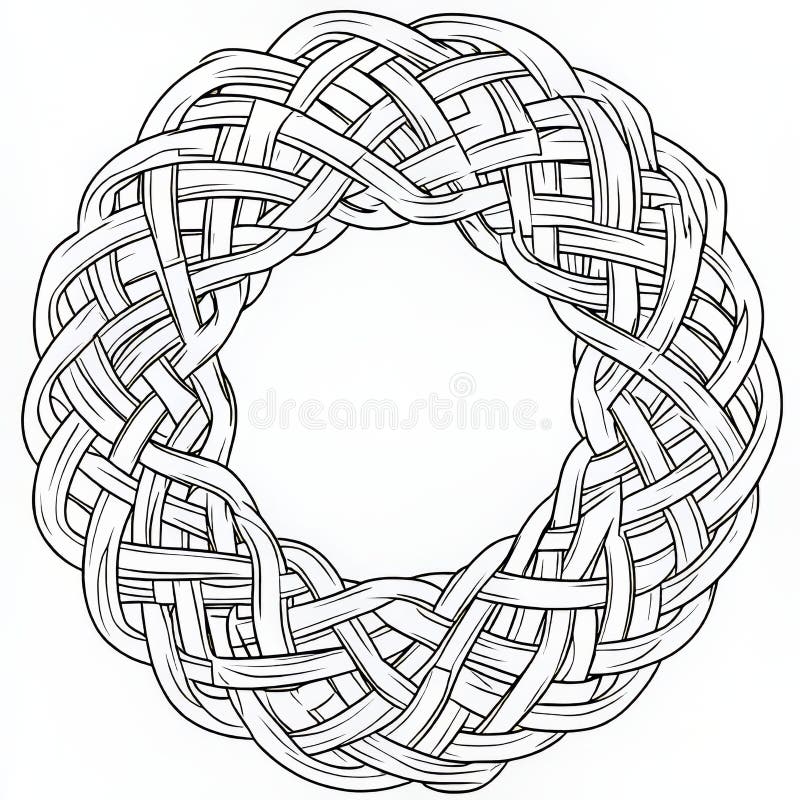 A Black Celtic Ring Featuring a Repeating Pattern on a White Background ...