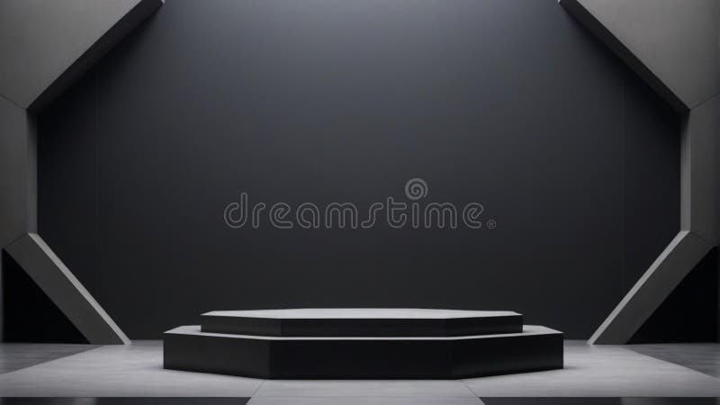 Black Cement and Concrete Octagon Stage Podium Stock Illustration ...