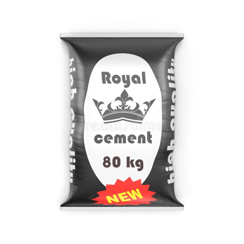 Cement Sack Isolated on White. Side View. 3D Illustration Stock ...