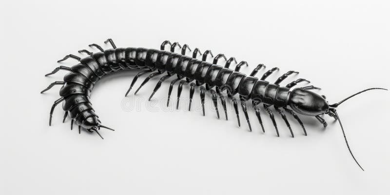 A Black Centipede Resting on a White Surface, Suitable for Educational ...