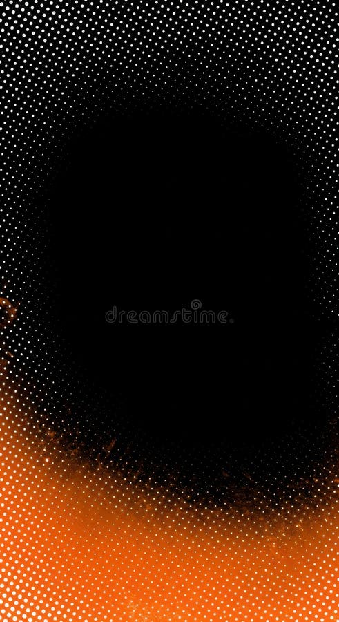 Black Central Void Surrounded by White Halftone Dots Fading into Warm ...