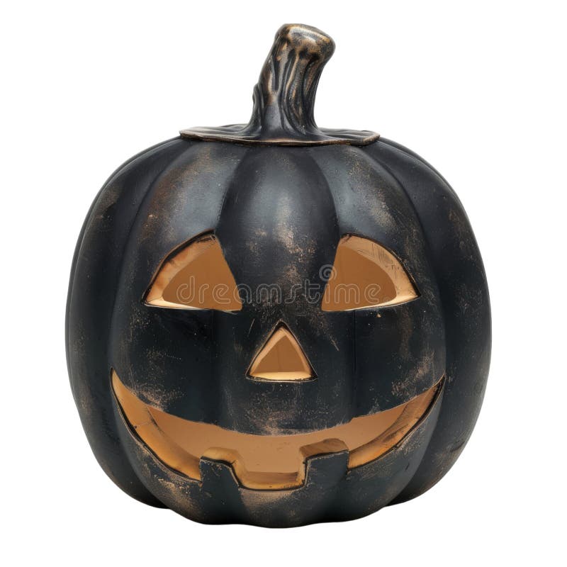 Black Ceramic Jack-o -Lantern with Carved Face Stock Photo ...
