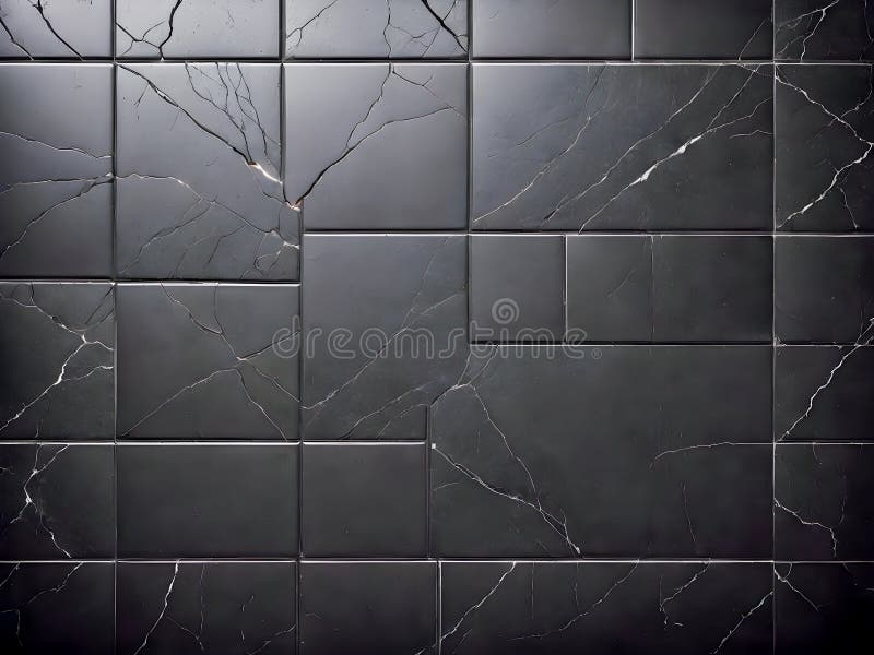 Black Ceramic Tile Wall with Cracks and Scratches for Background or ...