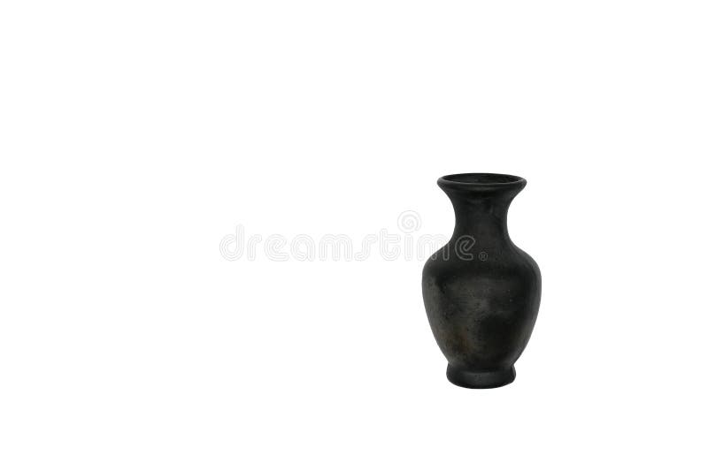 Black Ceramic Vase on White Background. Black Clay or Black Pottery ...