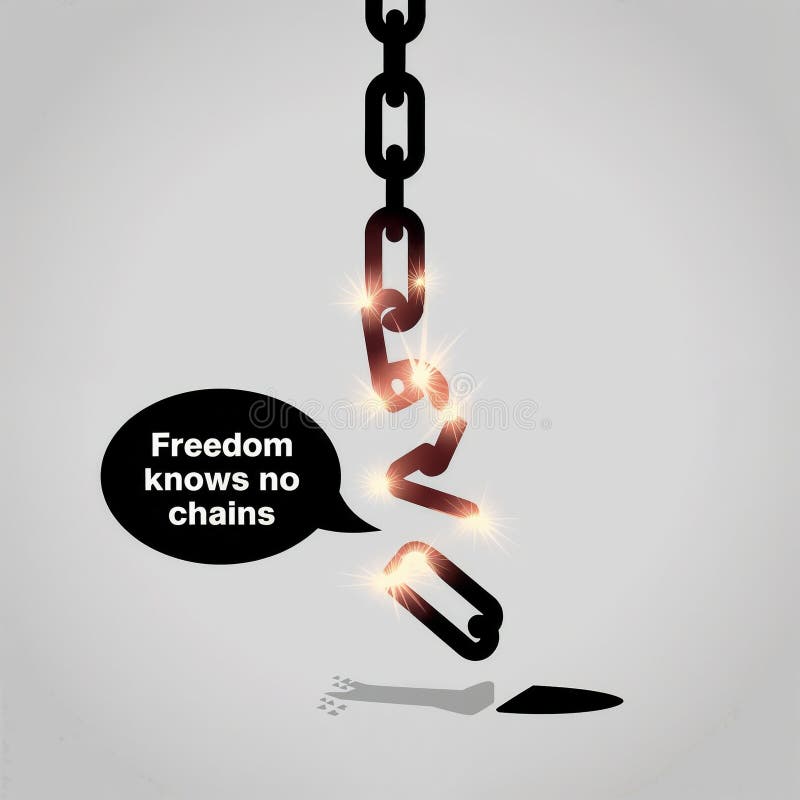 Black Chain with Broken Link and Sparks on Gray Gradient Background ...