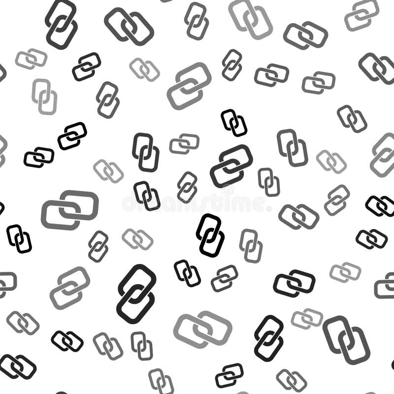 Black Chain Link Icon Isolated Seamless Pattern on White Background ...