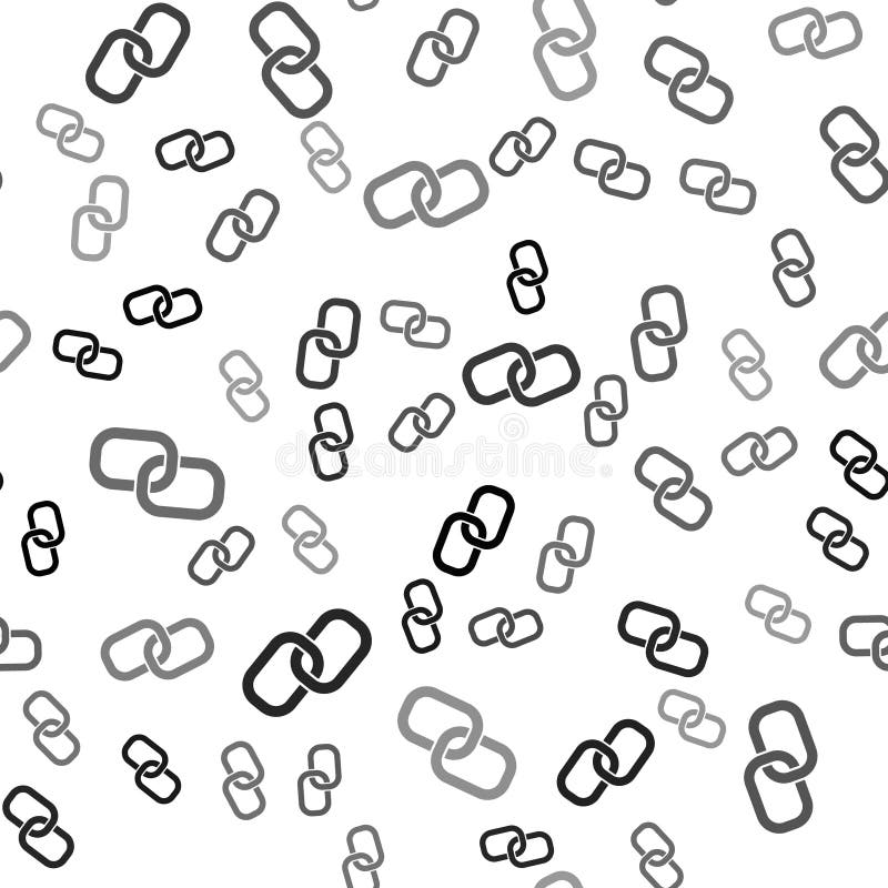 Black Chain Link Icon Isolated Seamless Pattern on White Background ...