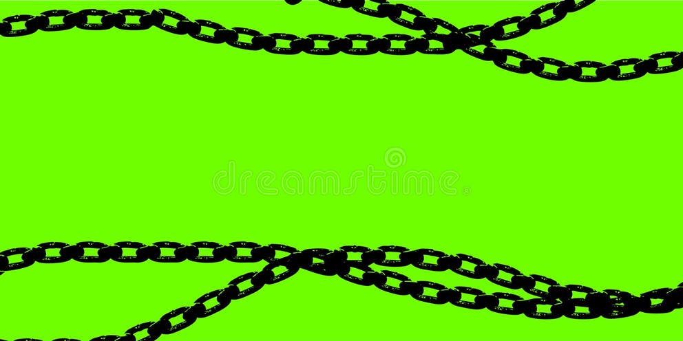 Black Chains Hanging on Green Background Creating a Frame Stock ...
