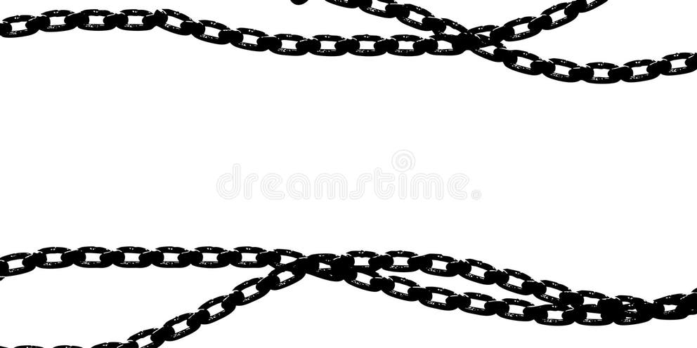 Black Chains Hanging on White Background Creating a Frame Stock ...
