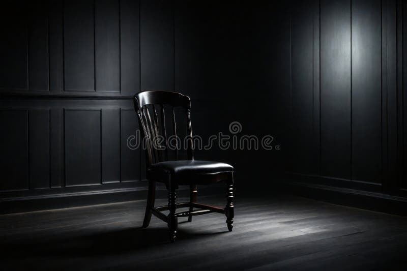 A Black Chair in a Dark Room. Stock Illustration - Illustration of ...