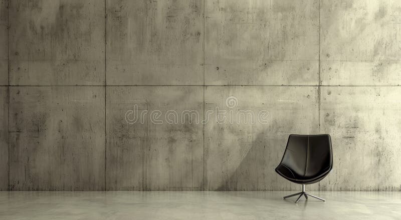 Black Chair in Front of a Concrete Wall Stock Photo - Image of design ...
