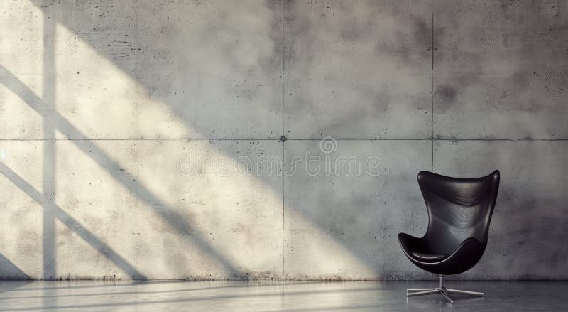 Black Chair in Front of a Concrete Wall Stock Image - Image of ...