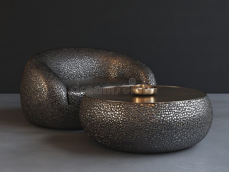 A Black Chair Situated Next To a Table that Has a Vase of Flowers on it ...