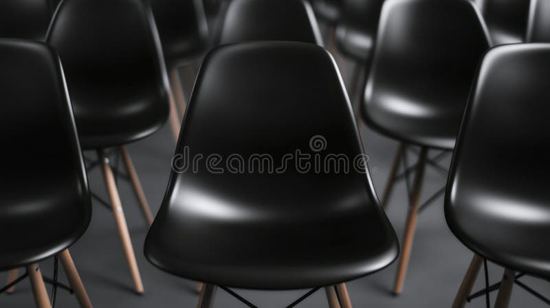 Black Chairs Aligned in Perfect Rows Stock Image - Image of design ...