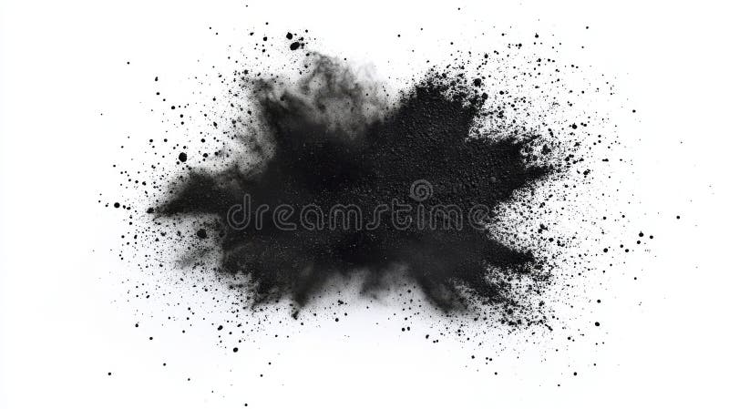 Black Chalk Debris and Dust Flying, Isolated Explosion Effect on a ...