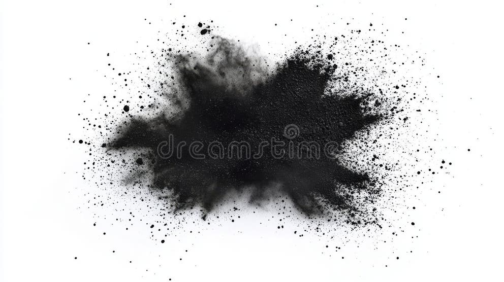 Black Chalk Debris and Dust Flying, Isolated Explosion Effect on a ...