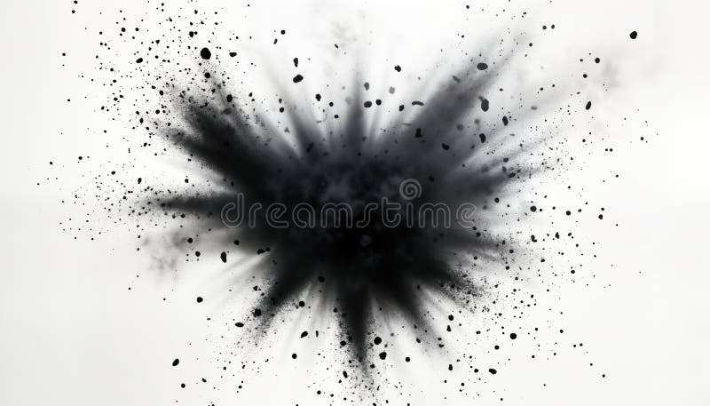 Black Chalk Particles Explode Outward in Dynamic Burst Against Plain ...