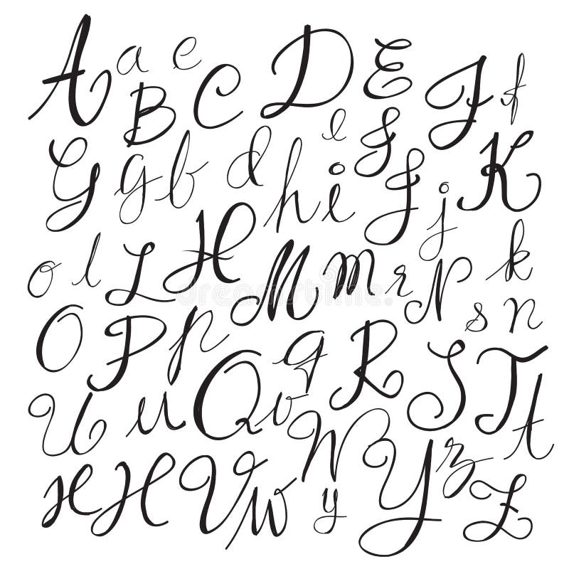 Black Chalk Pencil Alphabet Letters.Hand Drawn Written Stock Vector ...