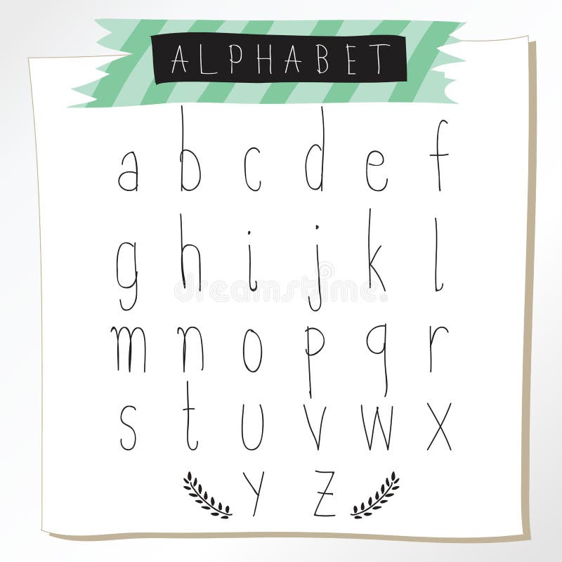 Black Chalk Pencil Alphabet Letters.Hand Drawn Written Stock Vector ...