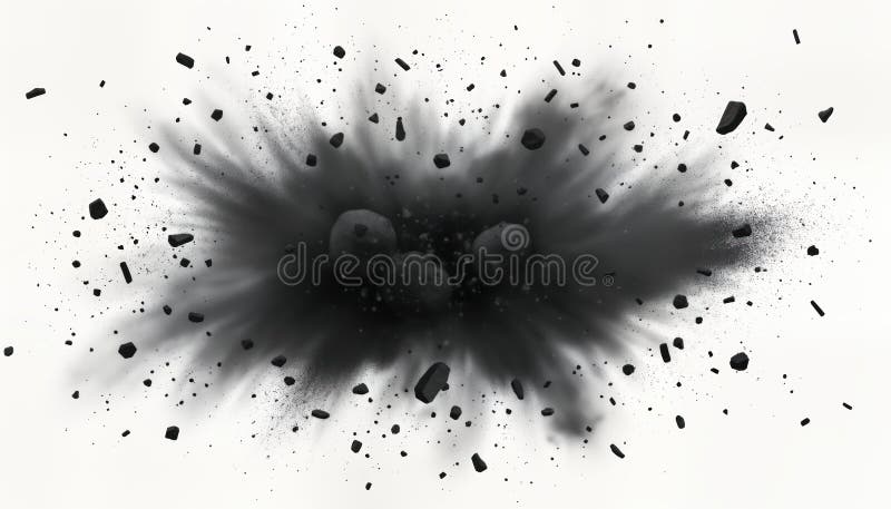 Black Chalk Pieces, Powder Explode in Dynamic Splatter. Dark Particles ...