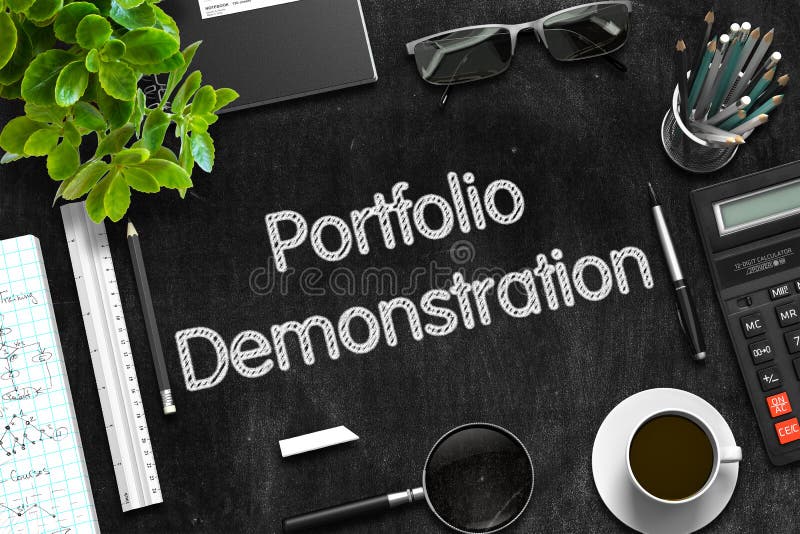 Portfolio on Black Chalkboard. 3D Rendering. Stock Photo - Image of ...