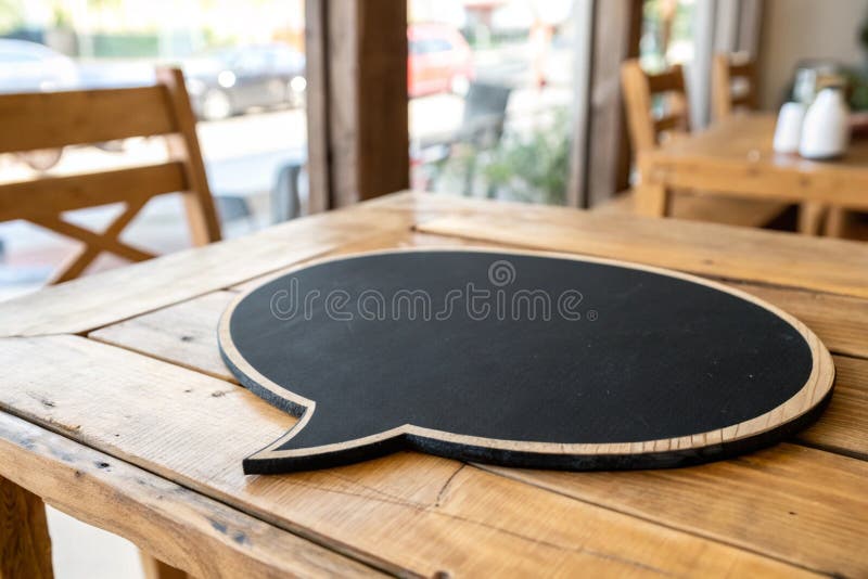 "Speech Bubble Chalkboard on Wooden Background - Conversation Concept ...