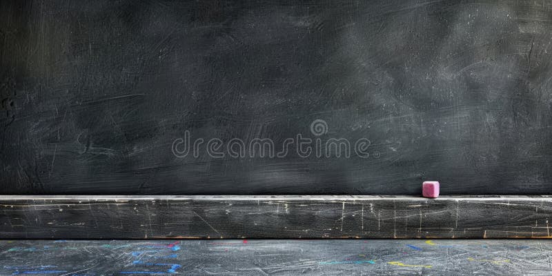 A Black Chalkboard with a Single Piece of Chalk Resting on the Ledge ...