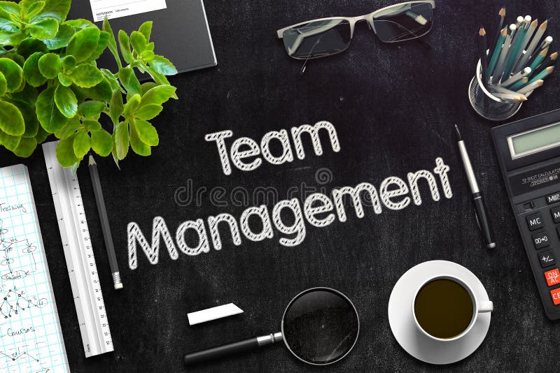 Black Chalkboard with Team Management. 3D Rendering. Stock Image ...