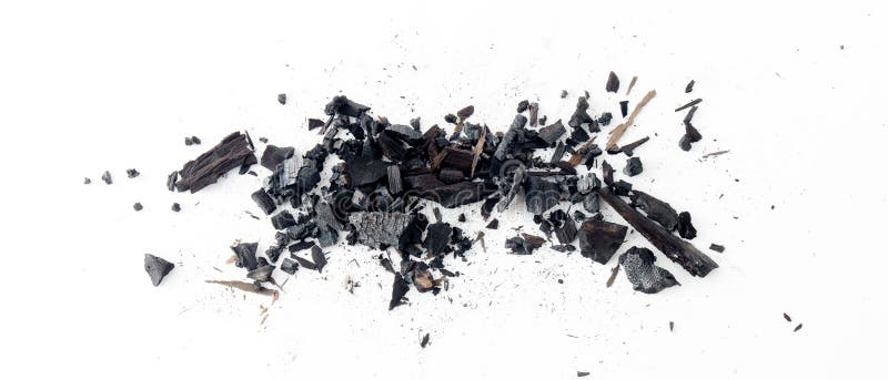Black Charcoal Particles Isolated on a White Background, Activated ...