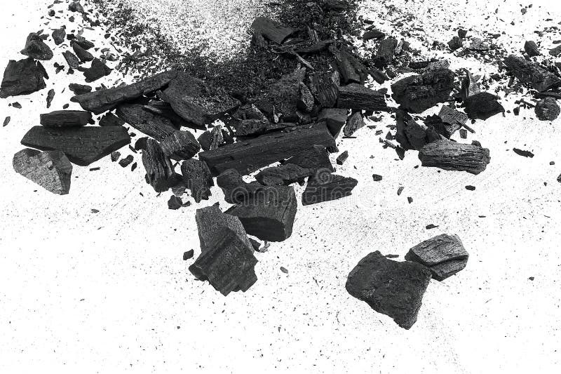 Black Charcoal Particles on White Background. Activated Charcoal Powder ...