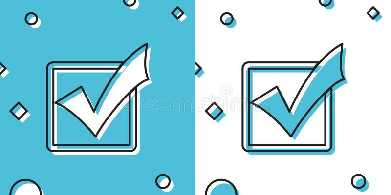 Black Check Mark in a Box Icon Isolated on Blue and White Background ...