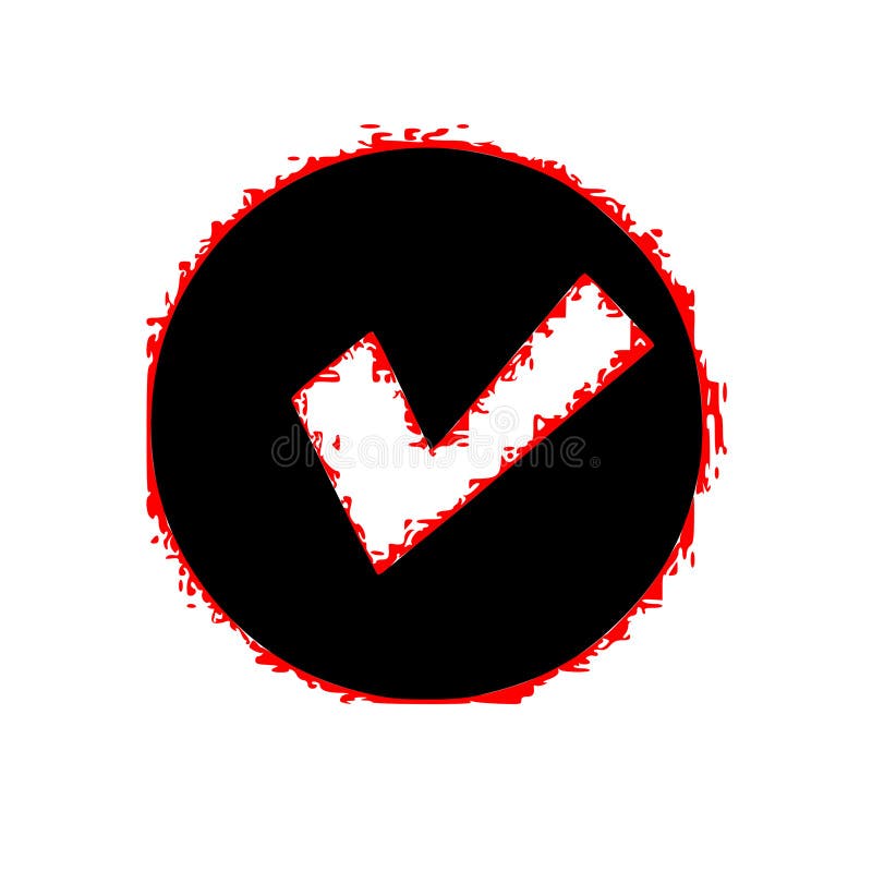 Black Check Mark Icon with Fire Stock Illustration - Illustration of ...