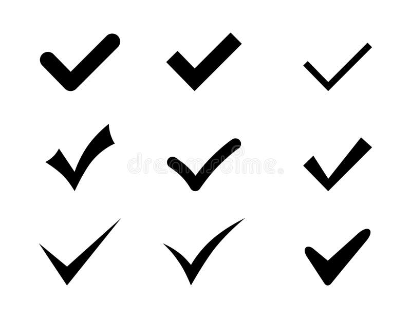 Black check mark icon set stock vector. Illustration of sign - 266224328