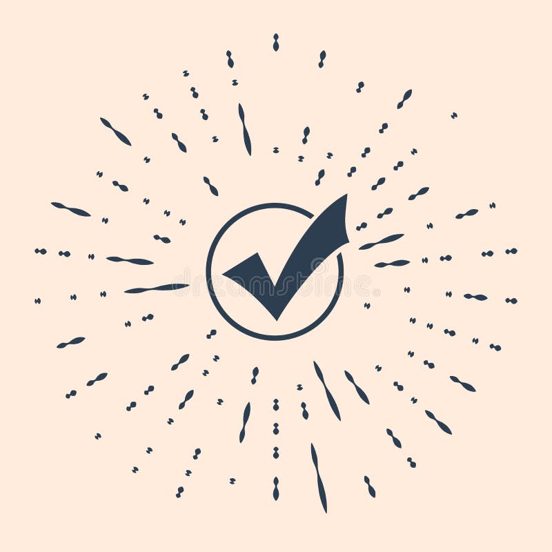 Black Check Mark in Round Icon Isolated on Beige Background. Check List ...